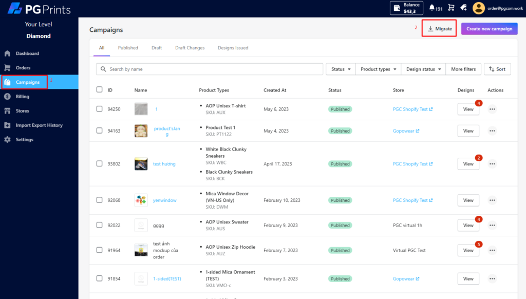 How to migrate campaigns? - PGPrints